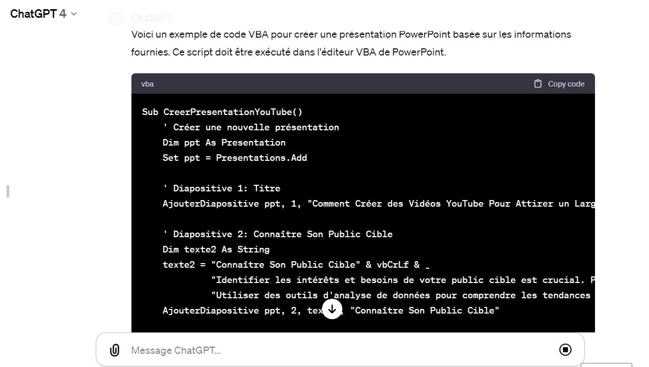 Comment utiliser ChatGPT avec Powerpoint